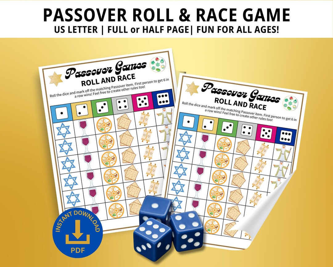 Passover Roll and Race Dice Game, Passover Games, Jewish Games ...