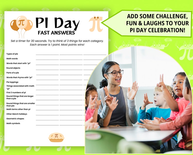Pi Day Fast Answers Game, Trivia Game, Math Pi Day, Math Questions ...