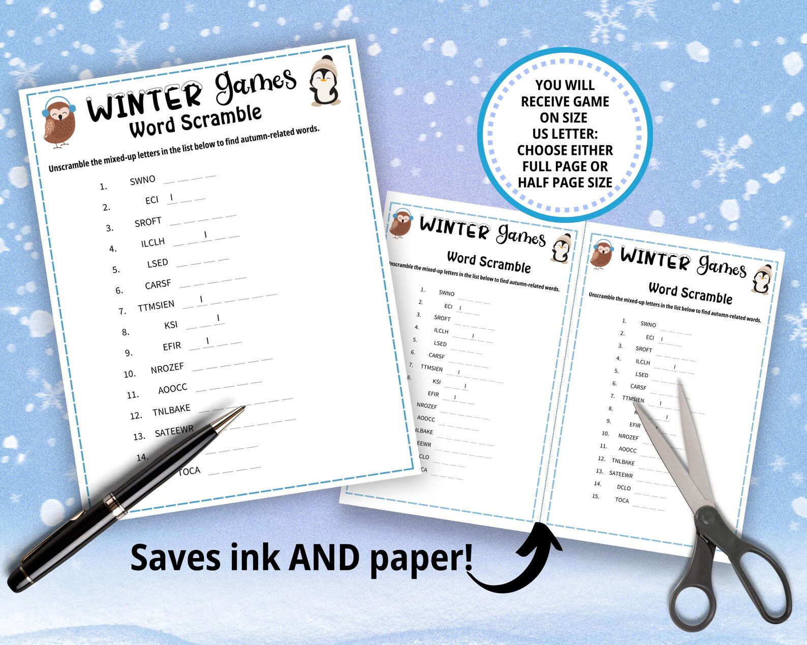 Winter Word Scramble, Winter Games, Wintertime Games, Word Game, Word ...