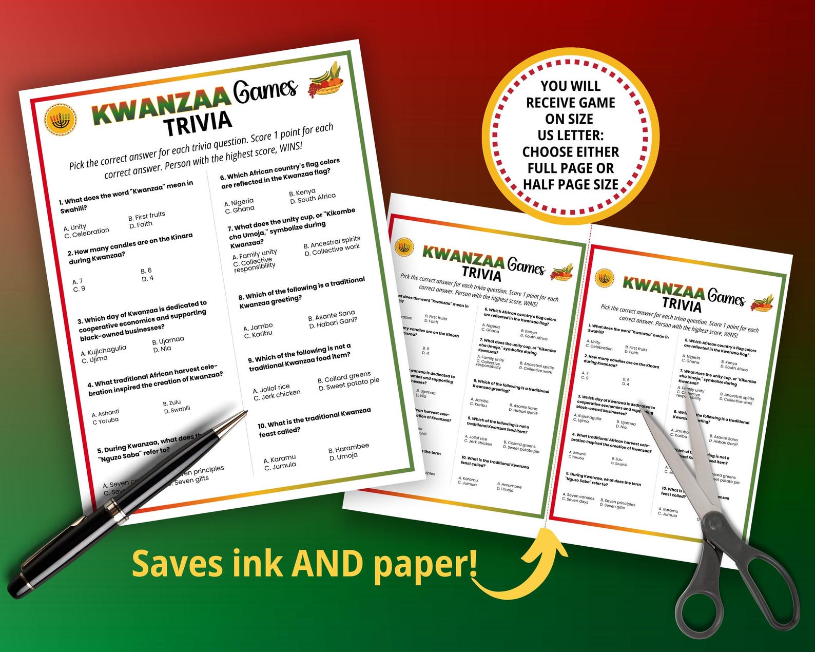 Kwanzaa Trivia, Kwanzaa Game, Holiday Party Games, Kwanzaa Educational ...
