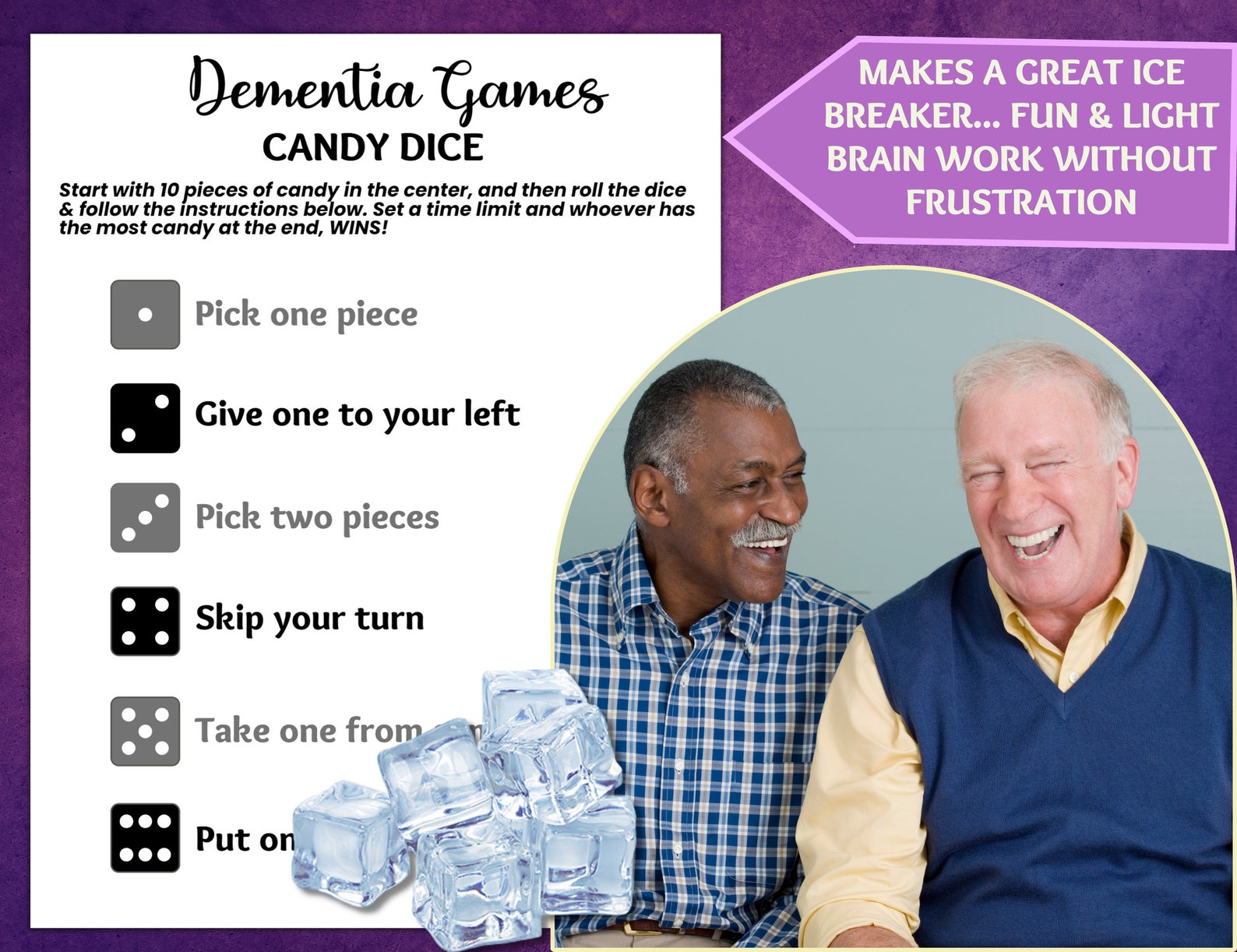 Dementia Candy Dice Game, Ice Breaker Game, Dementia Activities ...