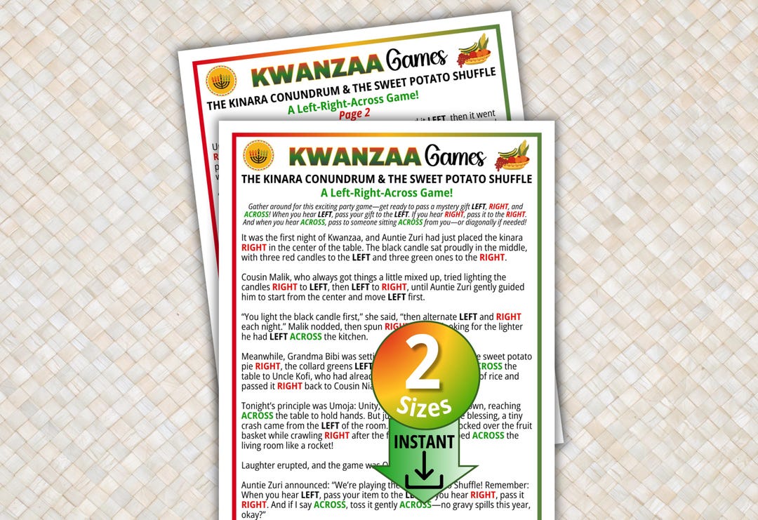 Left-right Game, Kwanzaa Games, Kwanzaa Printable, Holiday Party Games ...
