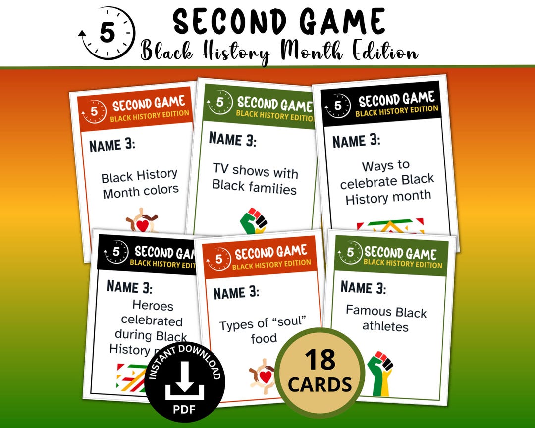 Black History Month 5 Second Game, Black History Month Games, Holiday ...