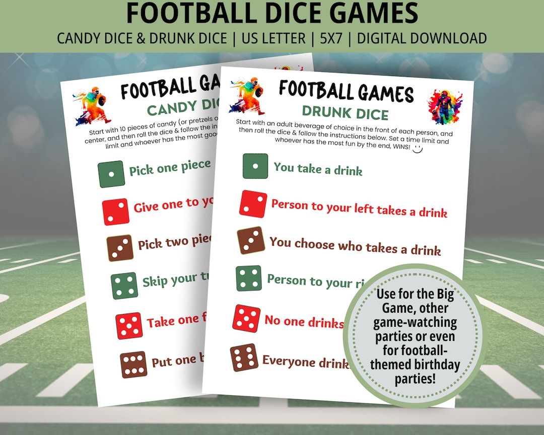 Football Dice Games, the Big Game, Family Game Night, Office Party ...