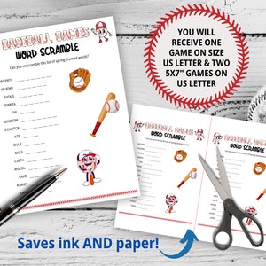 Baseball Word Scramble Game, Baseball Party Game, Family Game Night ...