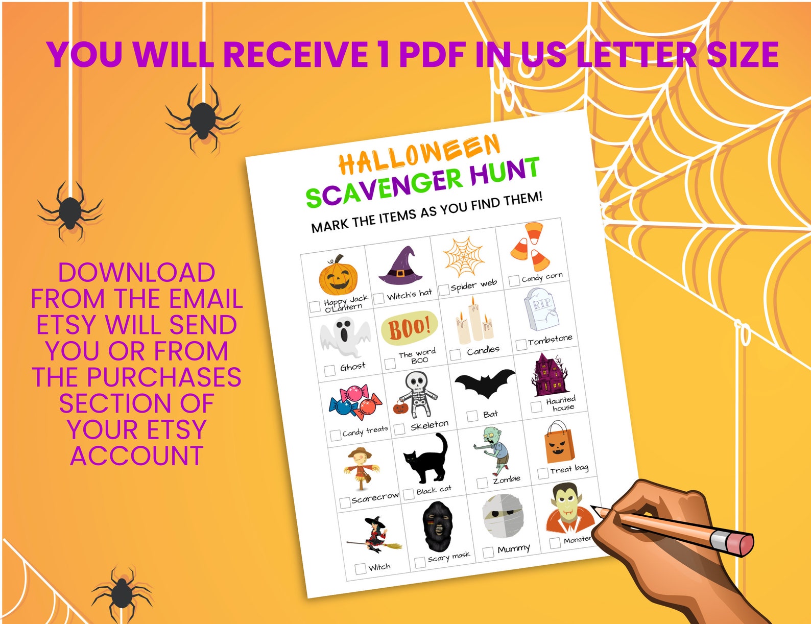 Kids Halloween Scavenger Hunt Printable Games for Kids - Etsy