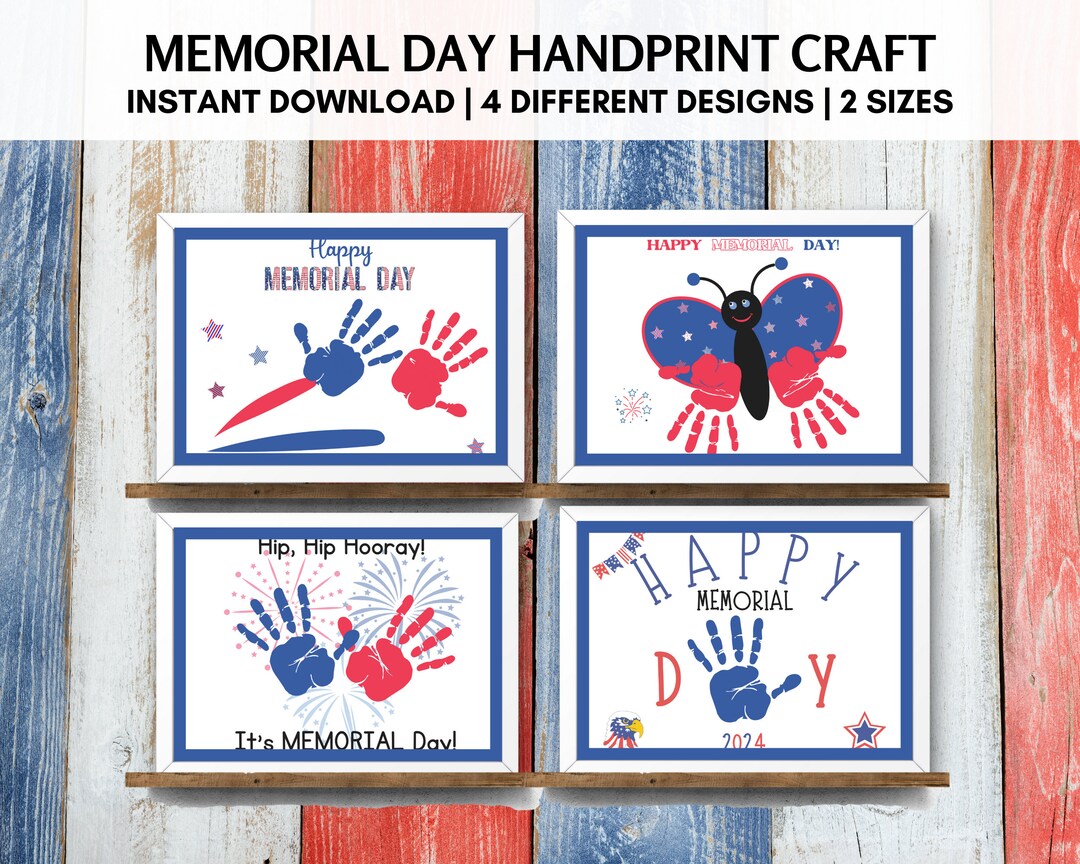 Memorial Day Handprint Craft, Patriotic Handprint Art, Handprint Sign ...