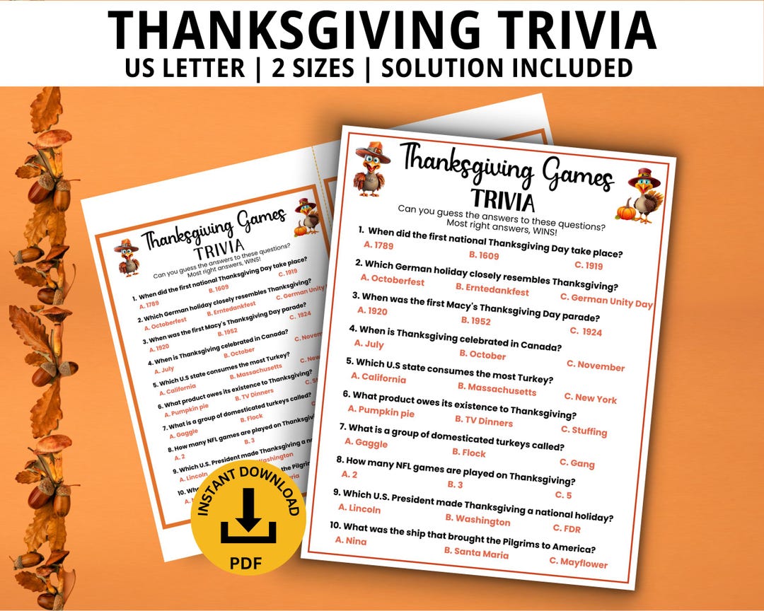Thanksgiving Trivia Games, Thanksgiving Games, Thanksgiving Fun ...
