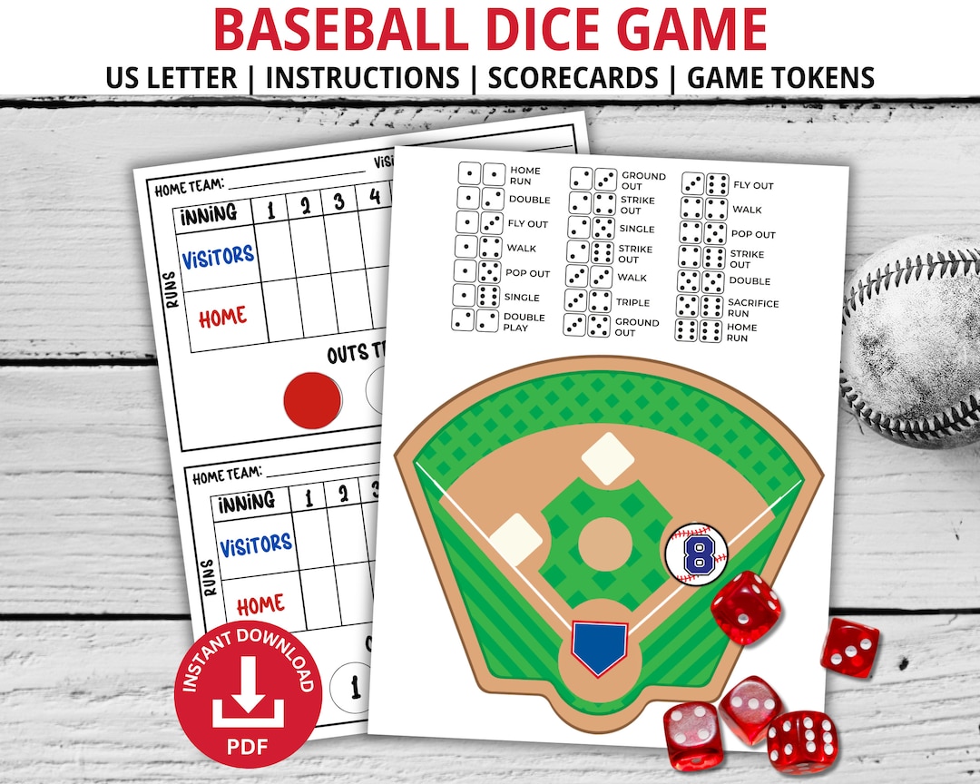 Baseball Dice Game, Baseball Party Games, Family Game Night, Office ...