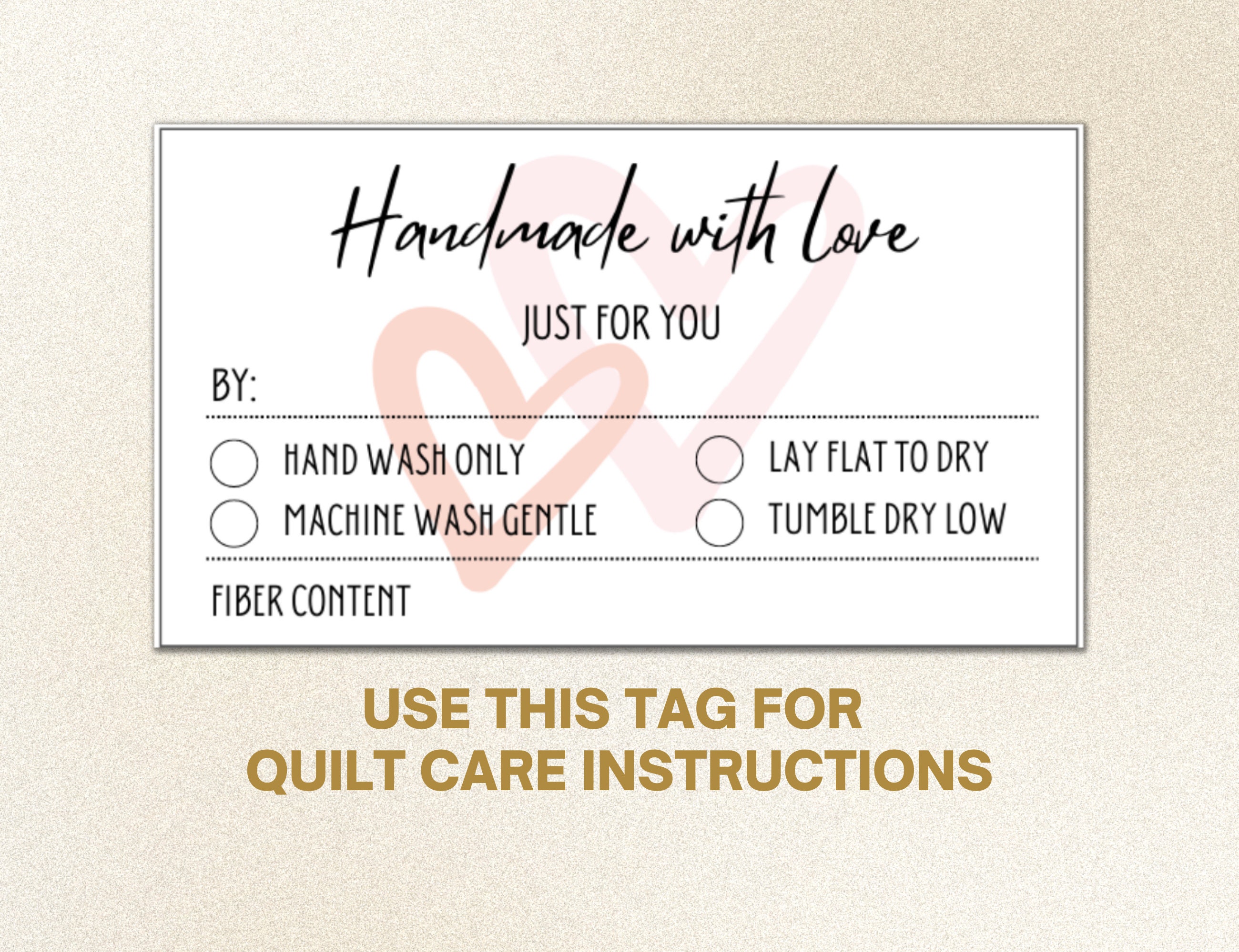 Quilt Care Card, Quilt Care Instructions, Printable, Quilt Care Labels ...