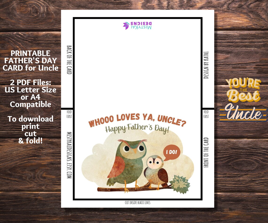 Uncle Fathers Day Card, Printable, Blank Fathers Day Card, Printable ...