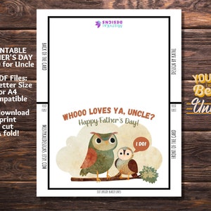 Uncle Fathers Day Card, Printable, Blank Fathers Day Card, Printable ...