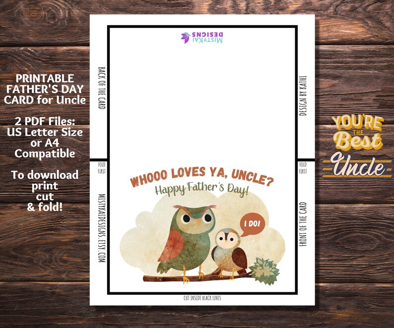 Uncle Fathers Day Card, Printable, Blank Fathers Day Card, Printable ...