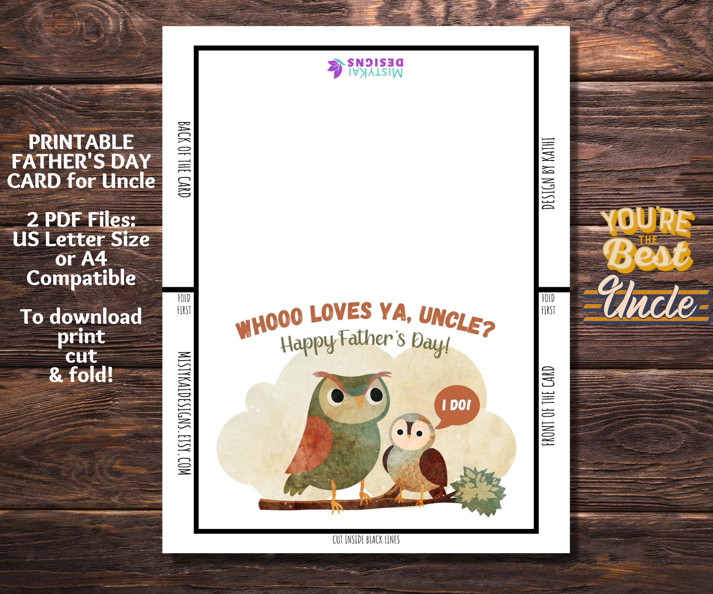 Uncle Fathers Day Card, Printable, Blank Fathers Day Card, Printable ...