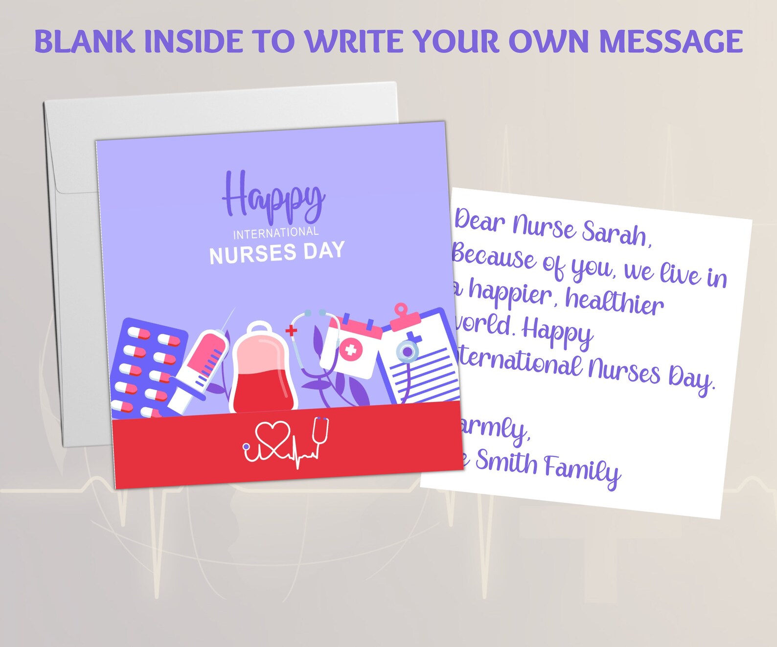 International Nurses Day Card, Happy Nurses Week, Printable Square Card, Nurses Week, National ...