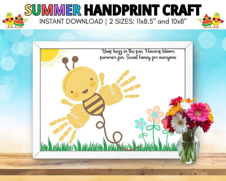 Summer Handprint Craft, Bumblebee Handprint Craft, Summer Handprint Art ...