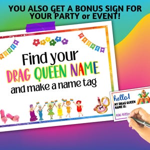Whats Your Drag Queen Name Game, Pride Games, Pride Party Games, Pride ...