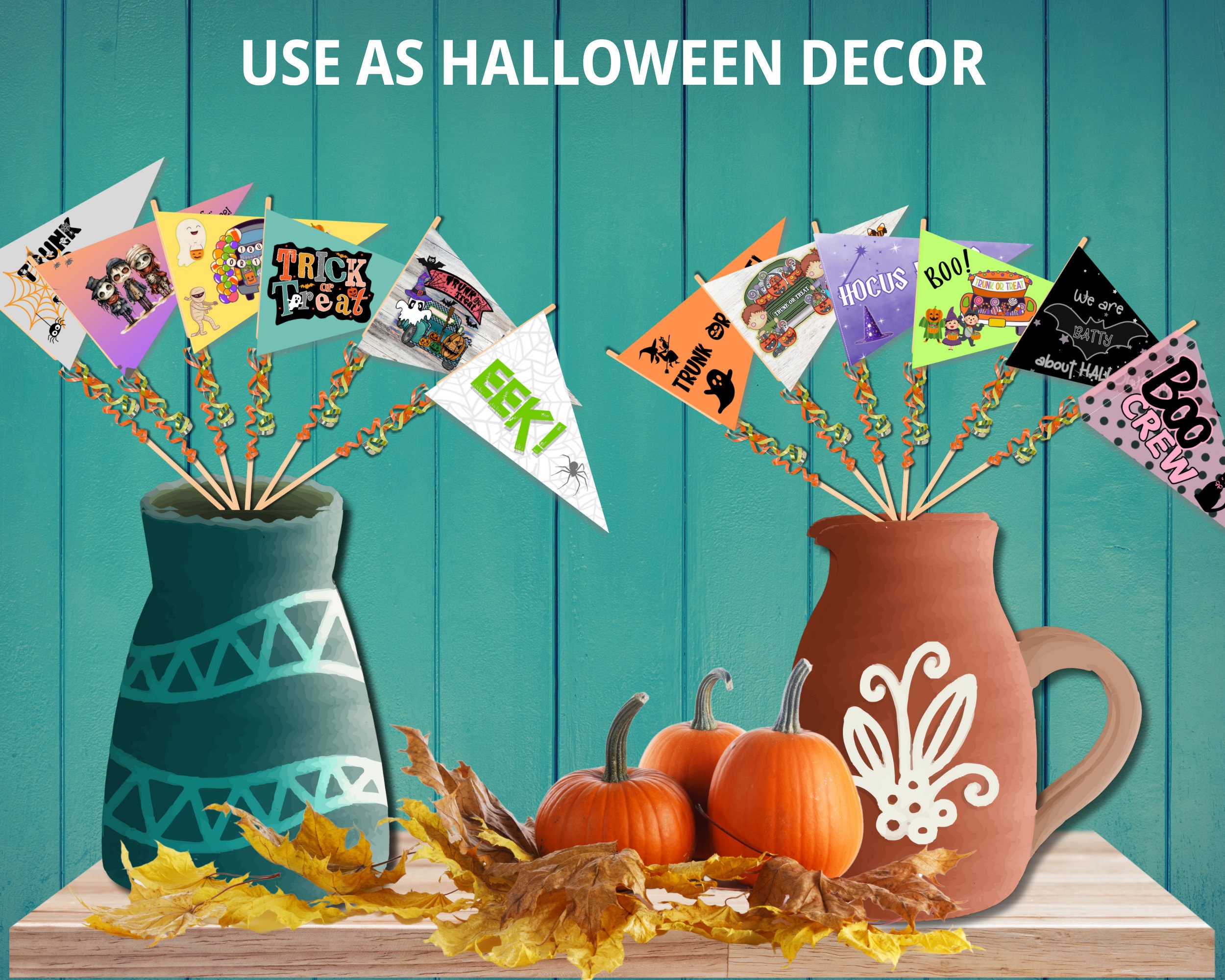 Halloween Pennant Flags, Triangle Flag, Halloween Flag, Trunk or Treat ...