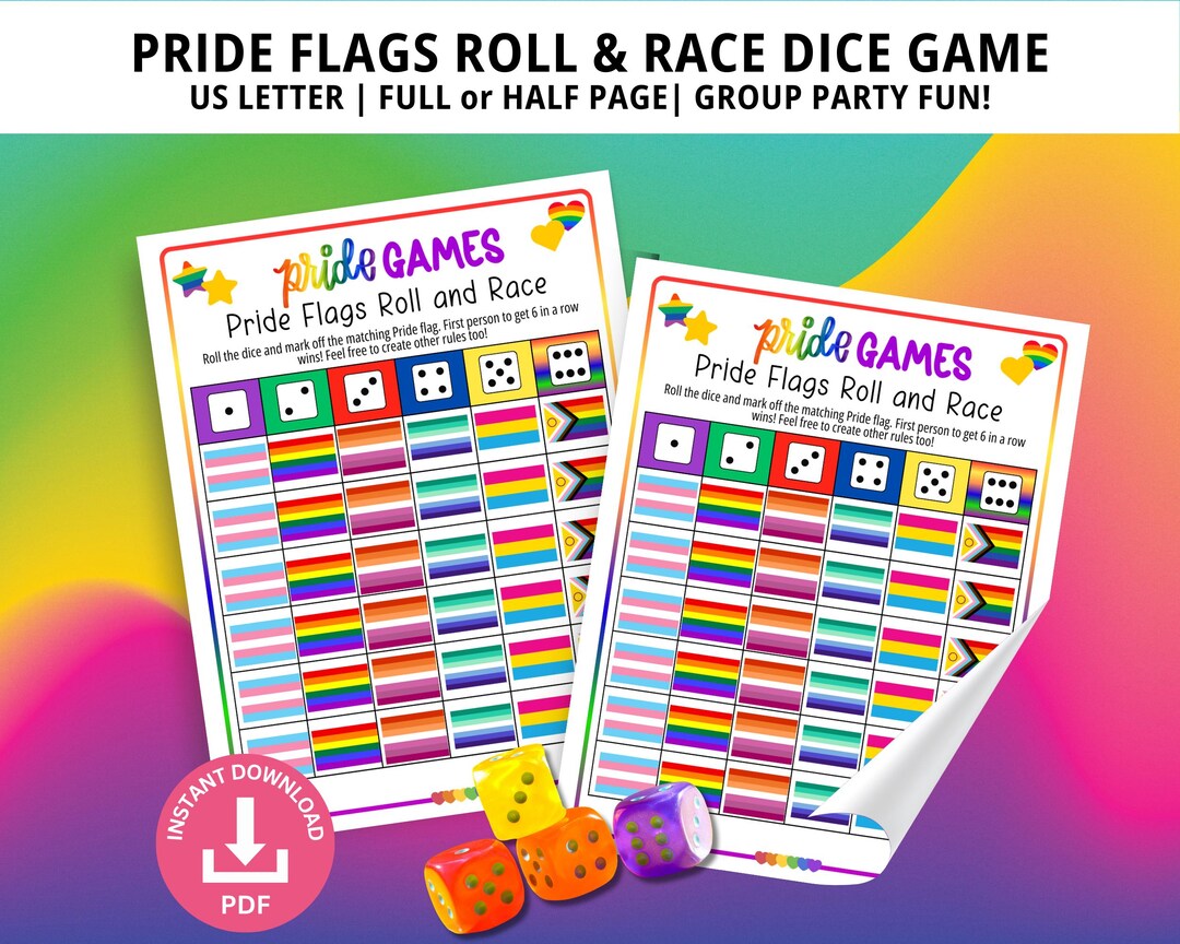 Pride Flags, Roll and Race, Dice Game, Pride Games, Pride Party Games ...