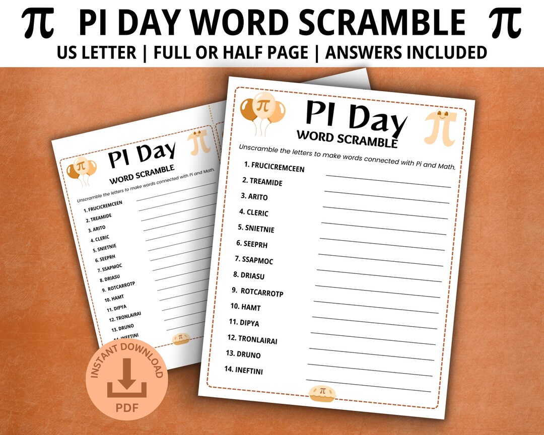Pi Day Word Scramble Game, Pi Day Game, Math Pi Day, Math Activities ...