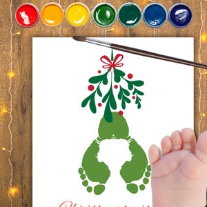 Christmas Handprint Craft, Mistletoe Footprint, Winter Handprint Craft ...