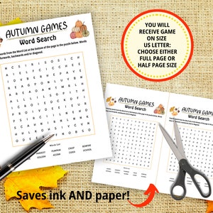 Fall Word Search, Fall Games, Autumn Party Games, Family Game Night ...