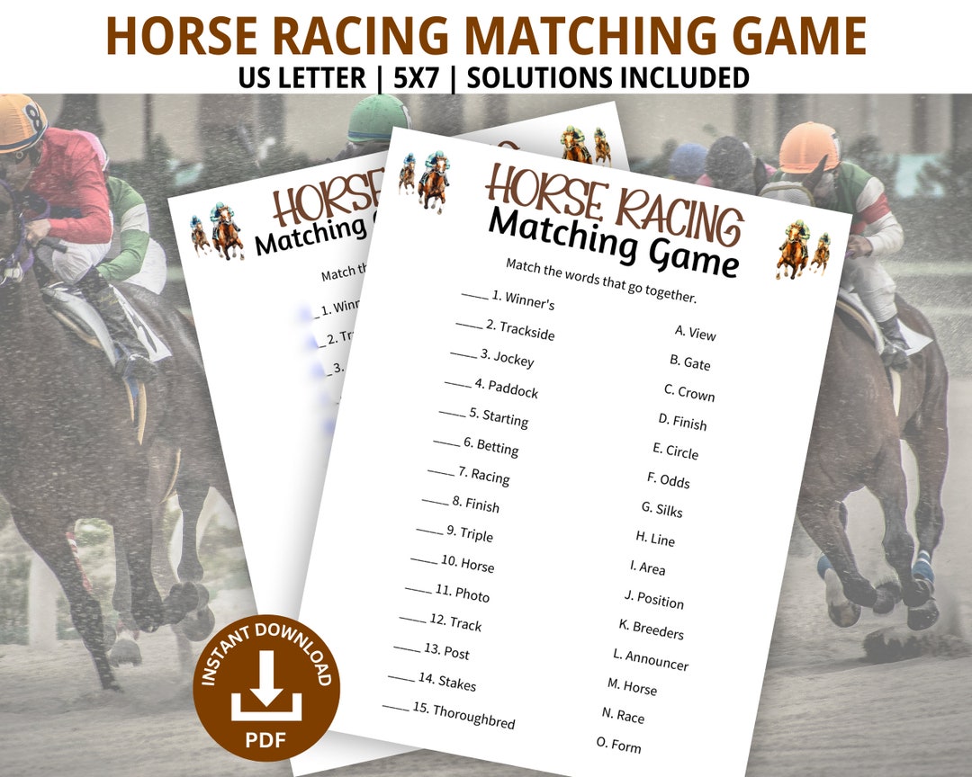 Horse Racing Matching Game, Horse Race Game, Family Game Night, Horse ...