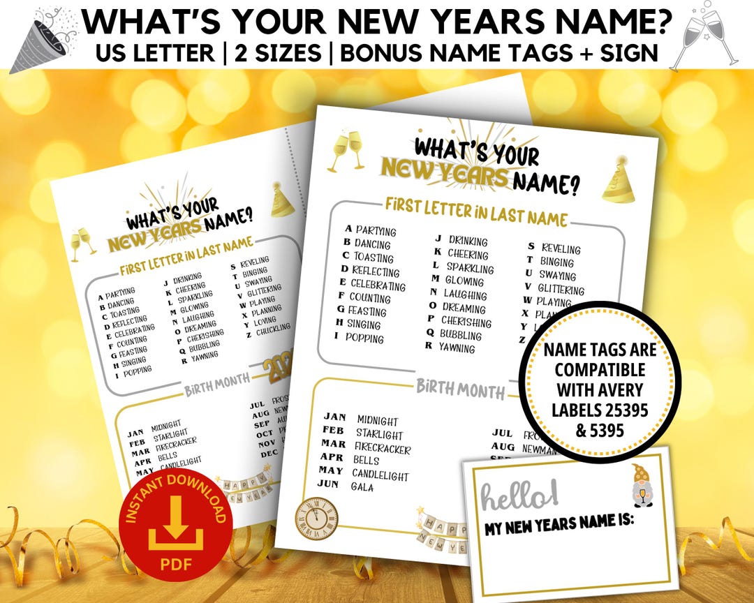 What's Your New Years Name, New Year Name Game, Whats Your Name, Winter ...