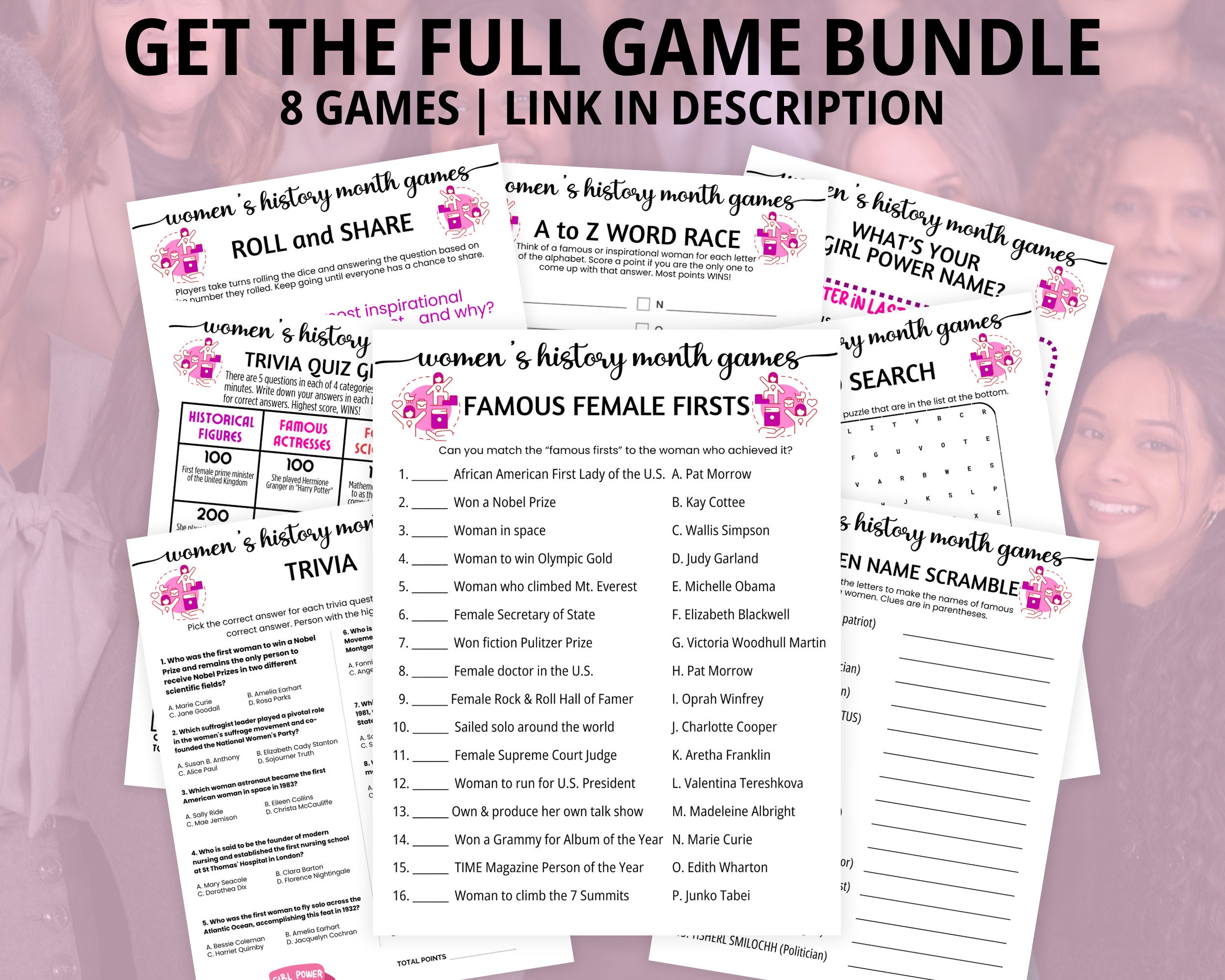 Womens History Month Trivia Quiz Grid Game, Womens History Month ...