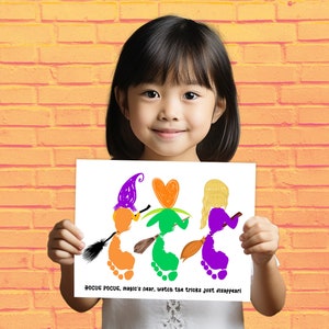 Halloween Footprint Craft, Witch Footprint, Fall Handprint Craft, Fall ...