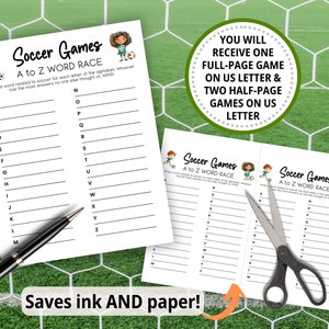 Soccer A to Z Word Race Game, Soccer Games, Group Games, Soccer ...