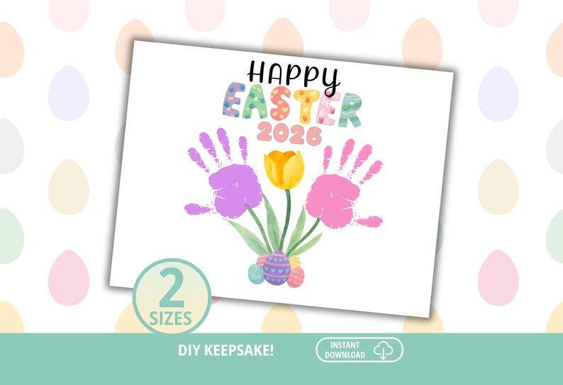 Easter Flowers Handprint Craft, Easter Handprint Art, Handprint Sign ...