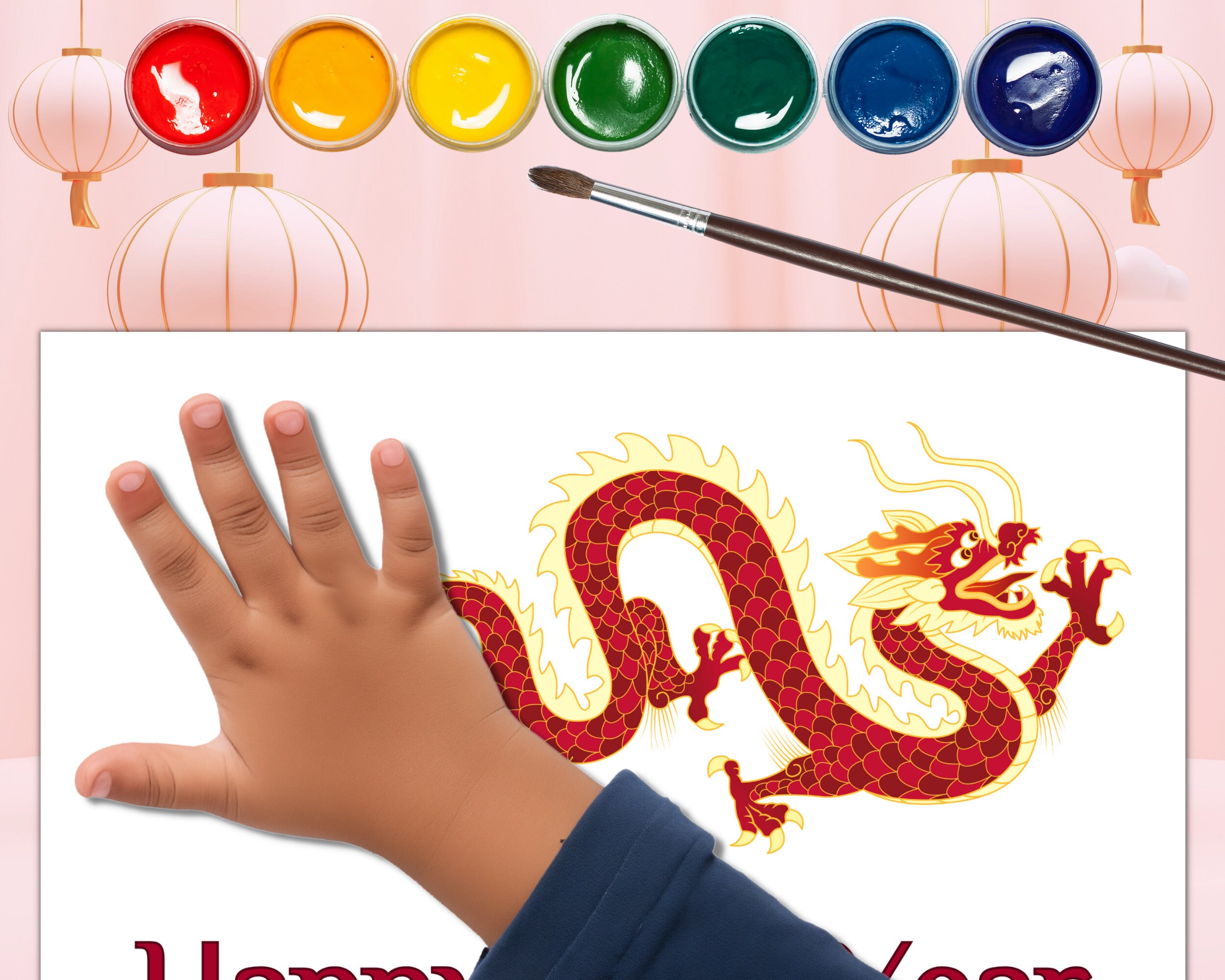 Lunar New Years Handprint Craft, Chinese New Year Handprint Art ...