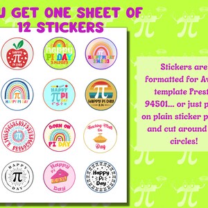 Printable Pi Day Stickers Pi Day Download Math Teacher Math - Etsy