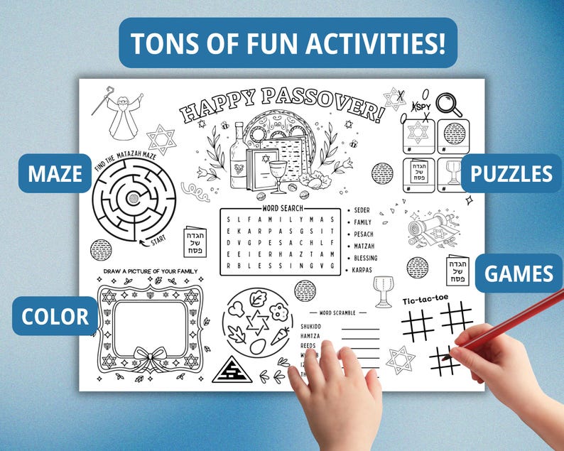 Passover Activity Sheet, 2 Sizes, Passover Game, Kids Passover ...