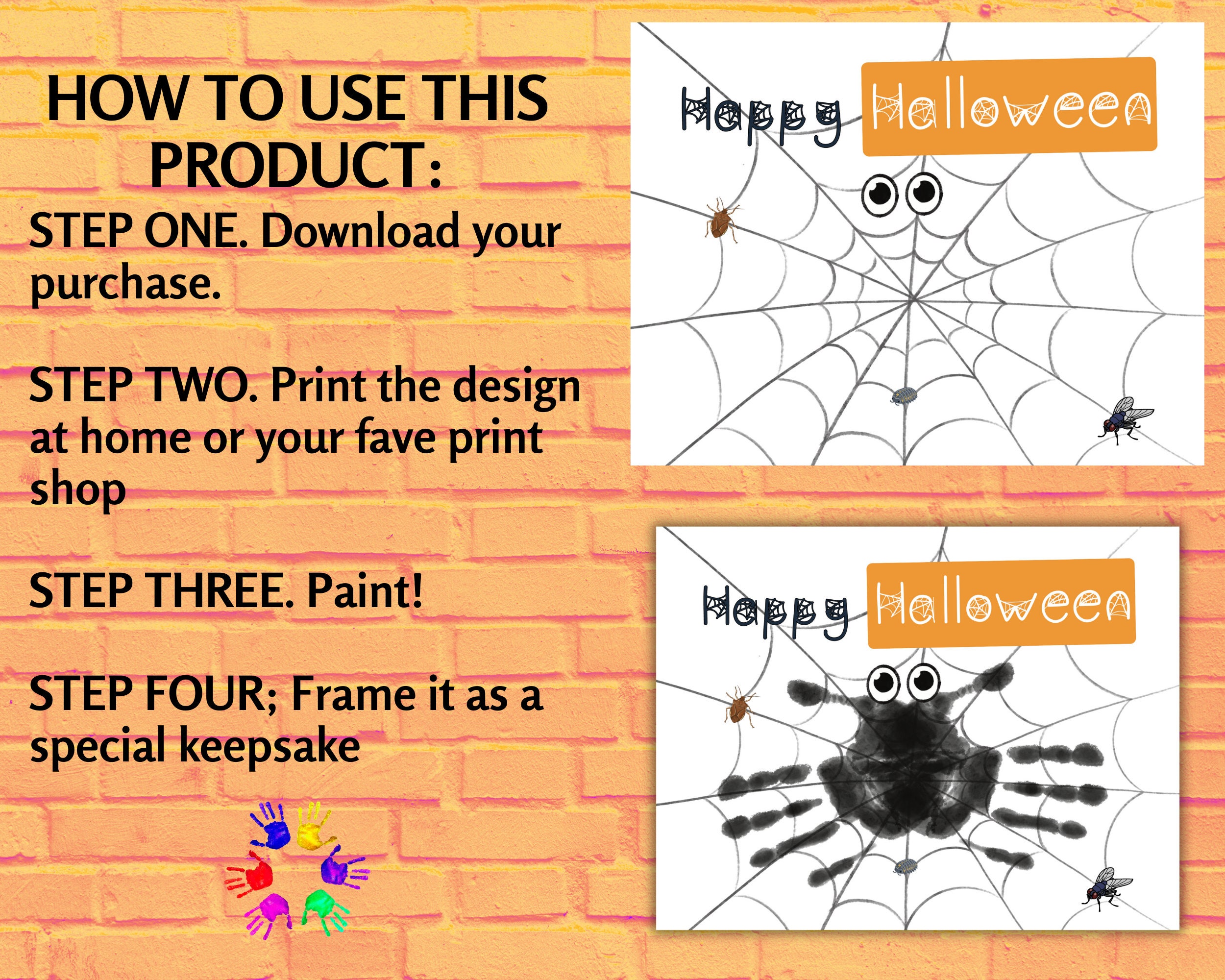 Halloween Handprint Craft, Spider Handprint, Fall Handprint Craft, Fall ...