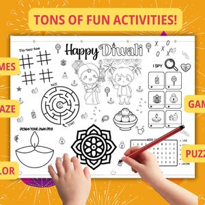 Diwali Activity Sheet, 4 Sizes Diwali Party Games, Happy Diwali, Family ...