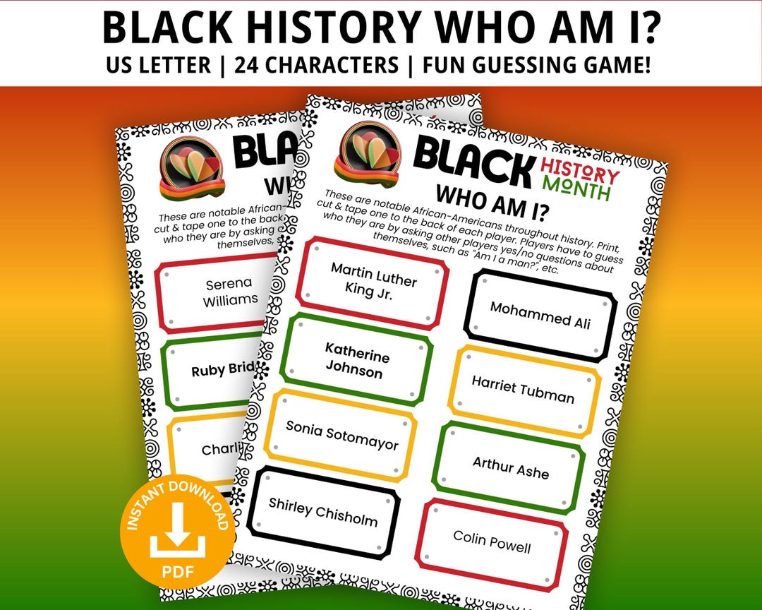 Black History Month Who Am I, Black History Charades, Black History ...