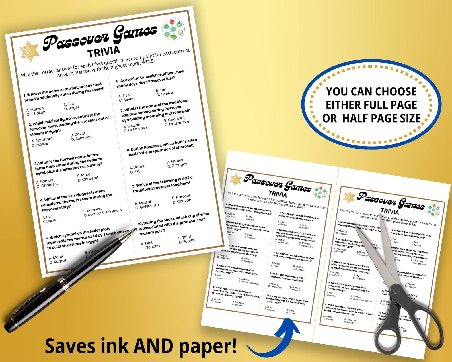 Passover Trivia Game, Passover Games, Jewish Games, Passover Holiday ...