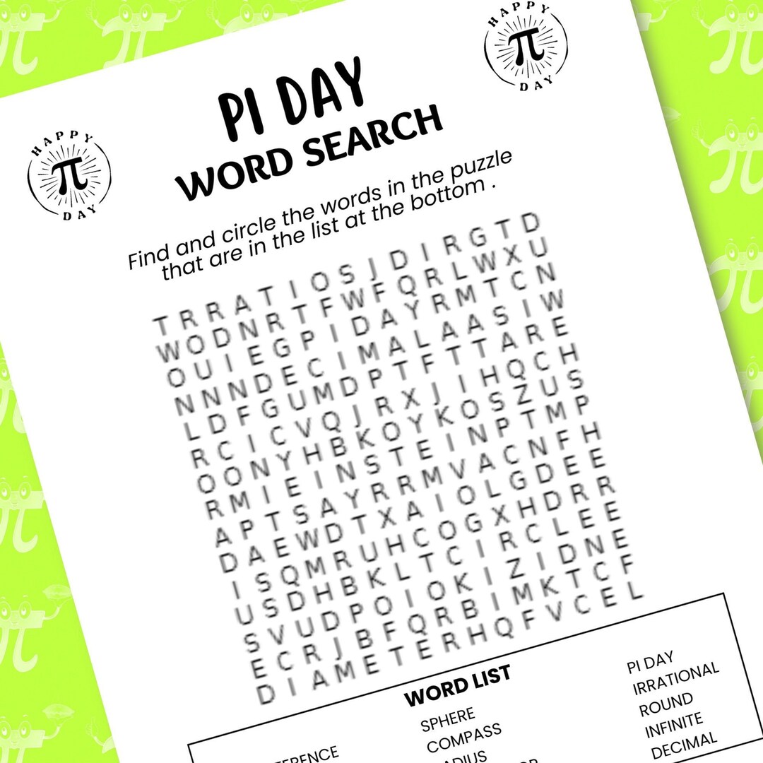 Pi Day Game, Word Search Game, Pi Day Download, Game for Pi Day ...