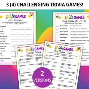 Pride Games, 12-GAME BUNDLE, Pride Party Games, Pride Trivia, Drag ...