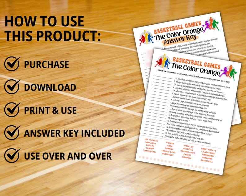The Color Orange Matching Game, Basketball Trivia, Basketball Games ...