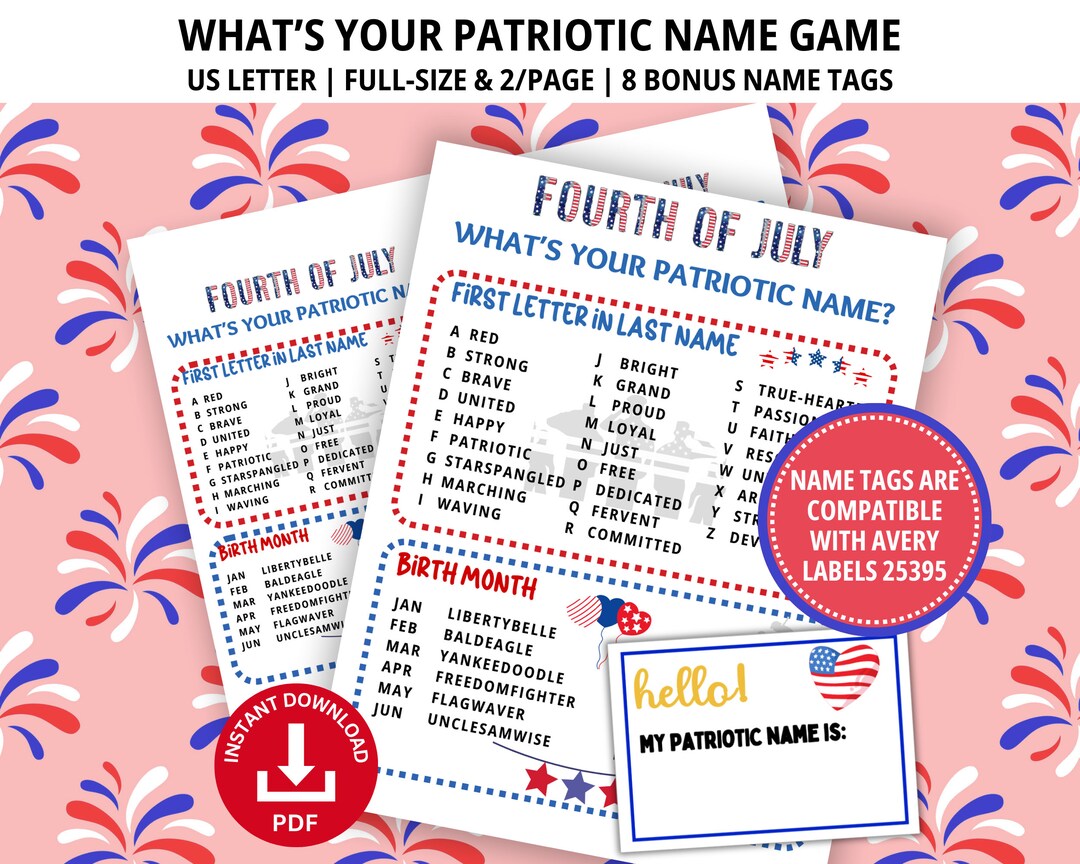 Whats Your Patriotic Name, 4th of July Games, Name Game Generator ...