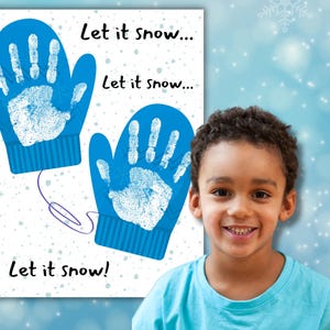 Winter Handprint Crafts, Let It Snow, Handprint Art, Winter Handprint ...