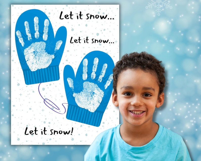 Winter Handprint Crafts, Let It Snow, Handprint Art, Winter Handprint ...