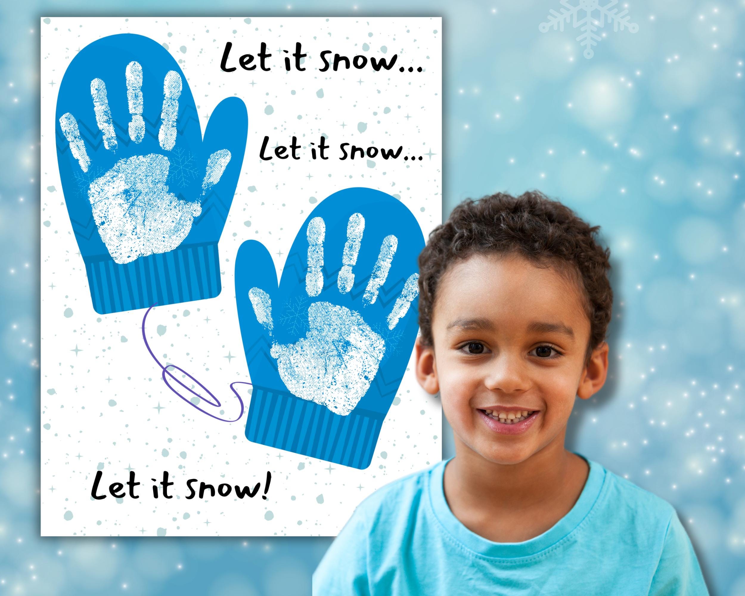 Winter Handprint Crafts, Let It Snow, Handprint Art, Winter Handprint ...