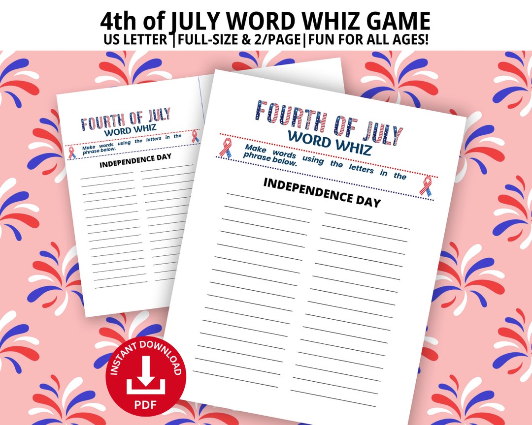 4th of July Word Whiz Game, 4th of July Games, Patriotic Word Game ...