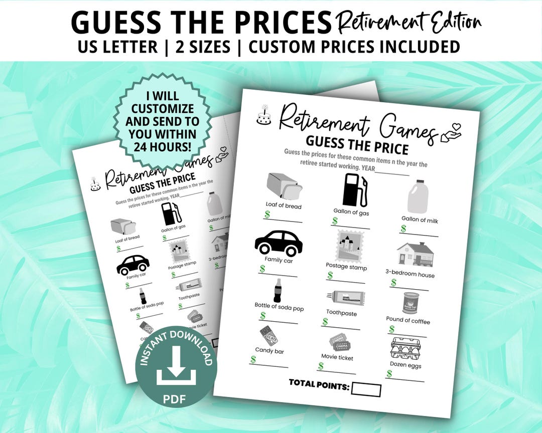 Personalized Guess the Price Game, Retirement Games, Happy Retirement ...