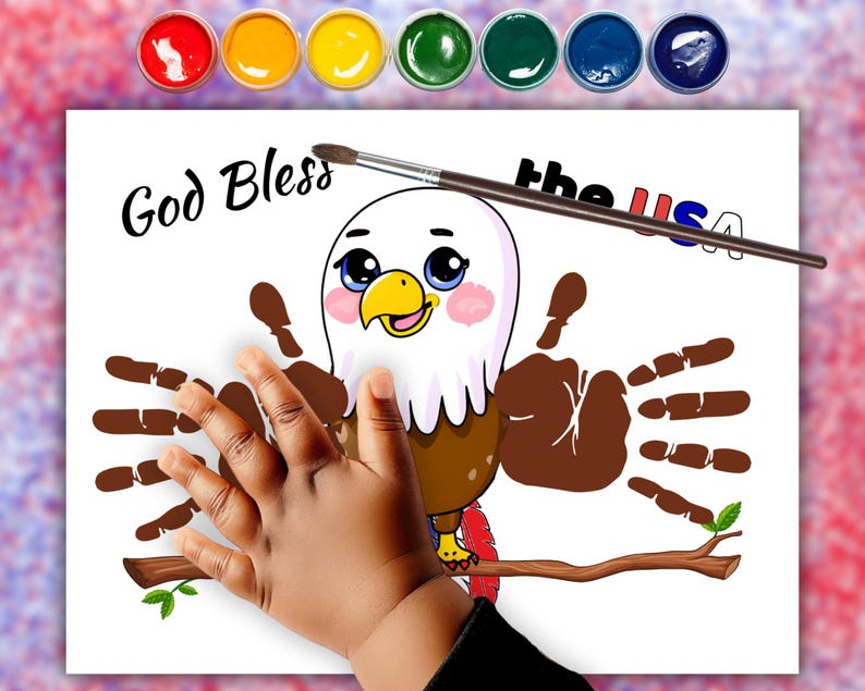 Bald Eagle Handprint and Coloring Craft, Patriotic Handprint, Handprint ...