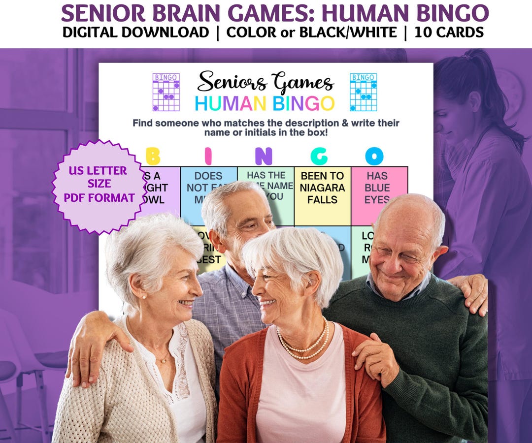 Human Bingo Game for Seniors, Seniors Brain Games, Dementia Games, Ice ...